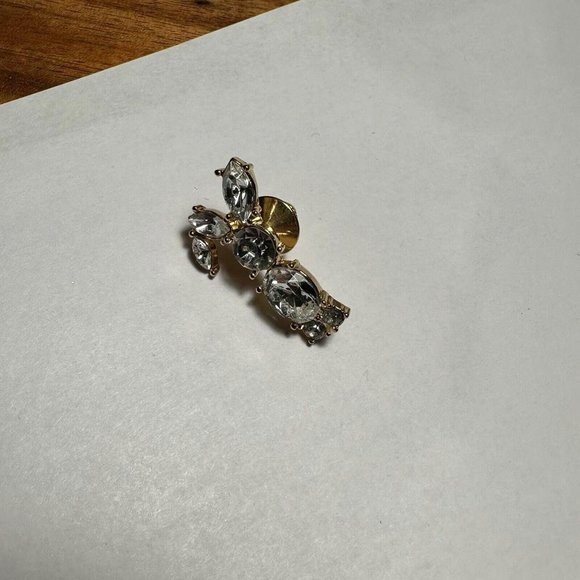 Jewelry | Brooch Lapel Tack Pin Gold Tone Clear Rhinestone Bunny Rabbit ...
